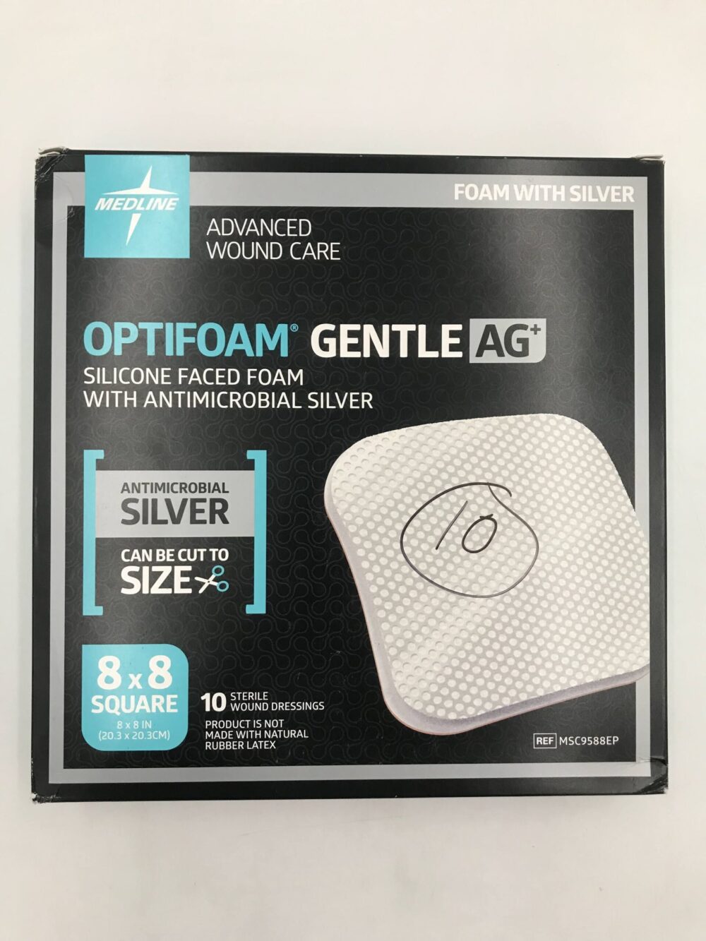 Medline MSC9588EP Optifoam Gentle AG+ Silicone Faced Foam with Antimicrobial Silver Advanced ...