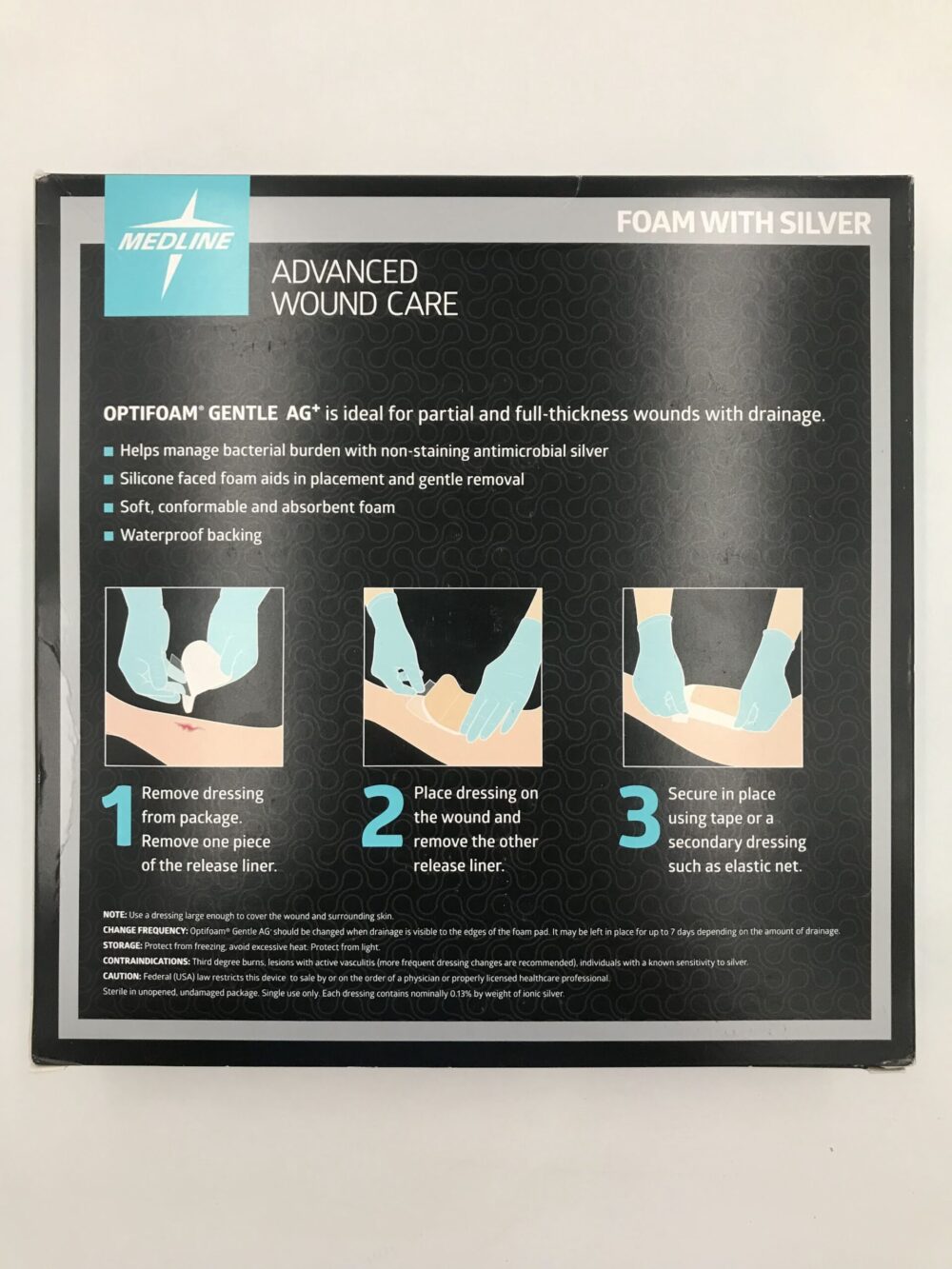 Medline MSC9588EP Optifoam Gentle AG+ Silicone Faced Foam with Antimicrobial Silver Advanced ...