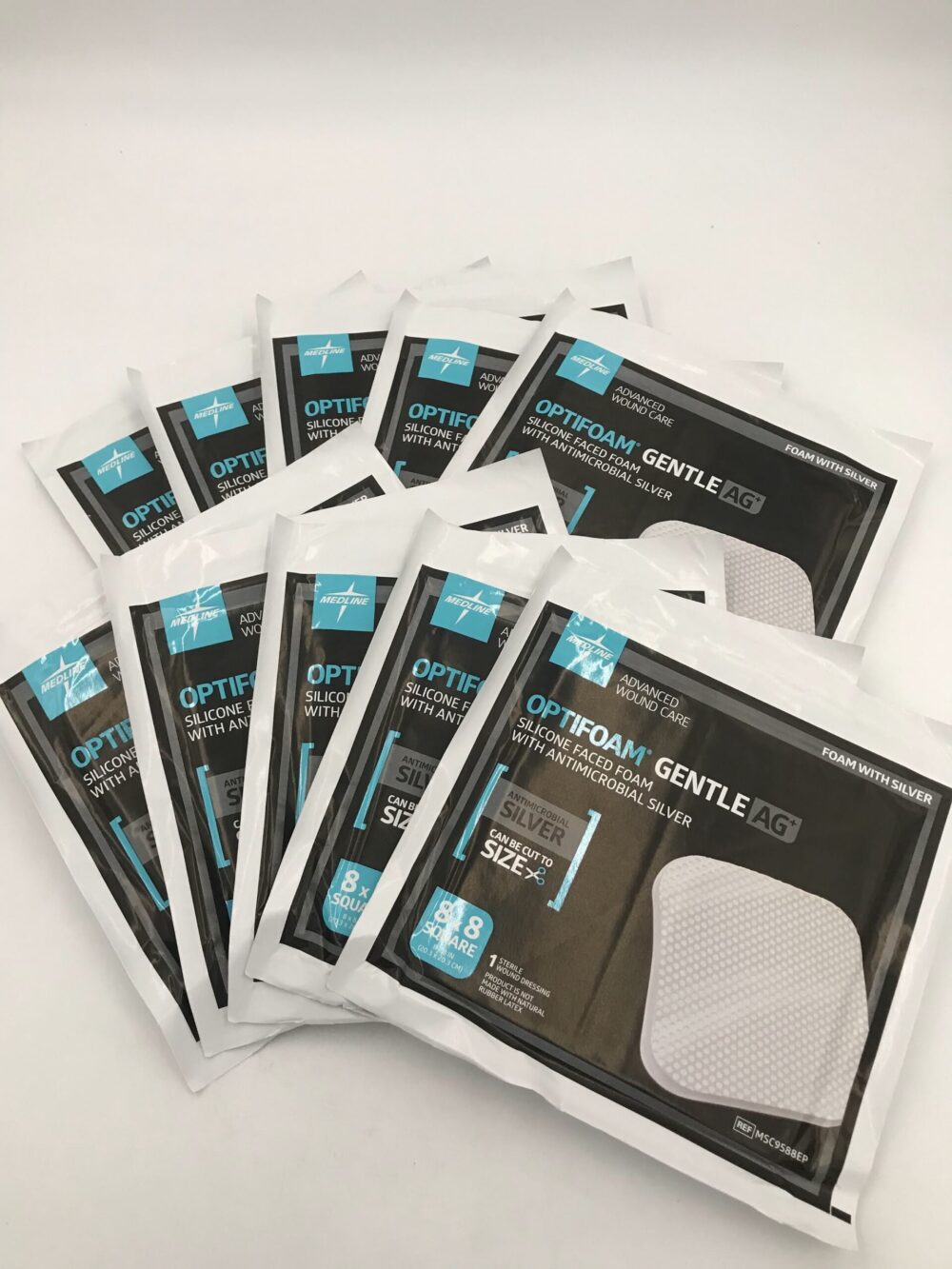 Medline MSC9588EP Optifoam Gentle AG+ Silicone Faced Foam with Antimicrobial Silver Advanced ...