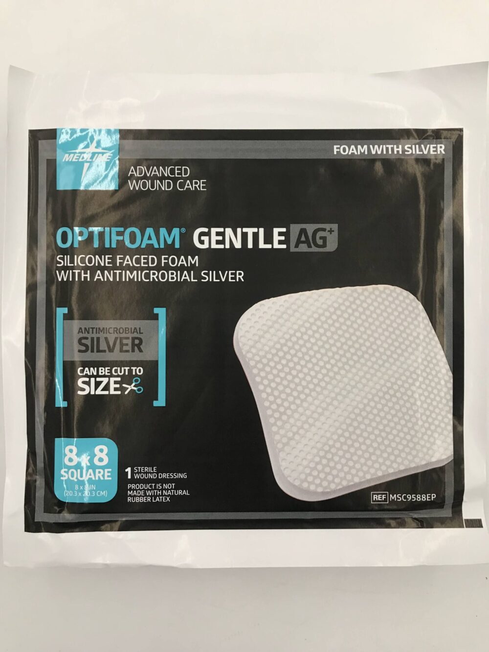 Medline MSC9588EP Optifoam Gentle AG+ Silicone Faced Foam with Antimicrobial Silver Advanced ...