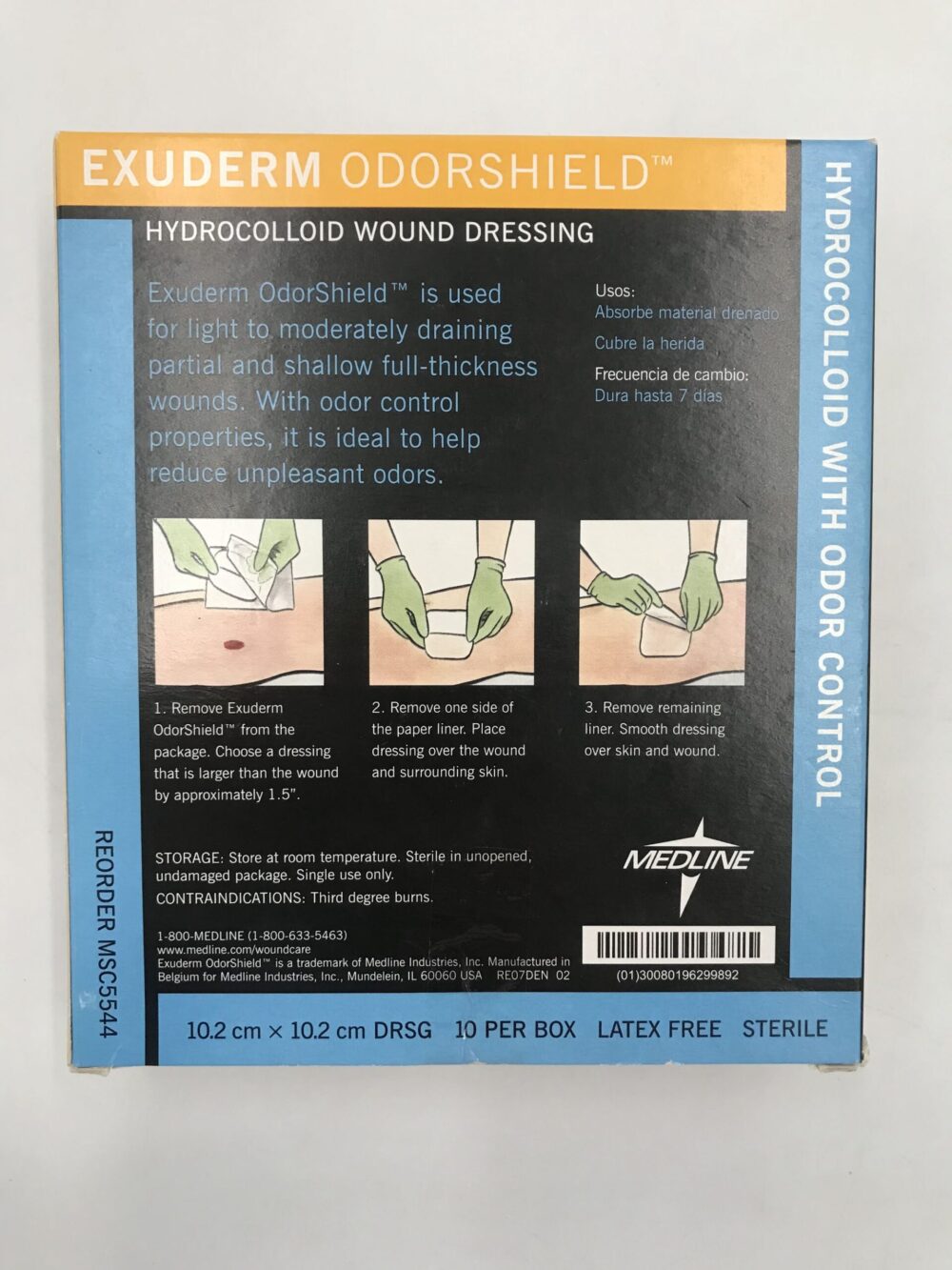 Medline MSC5544 Exuderm Odorshield Hydrocolloid Wound Dressing 4in x ...