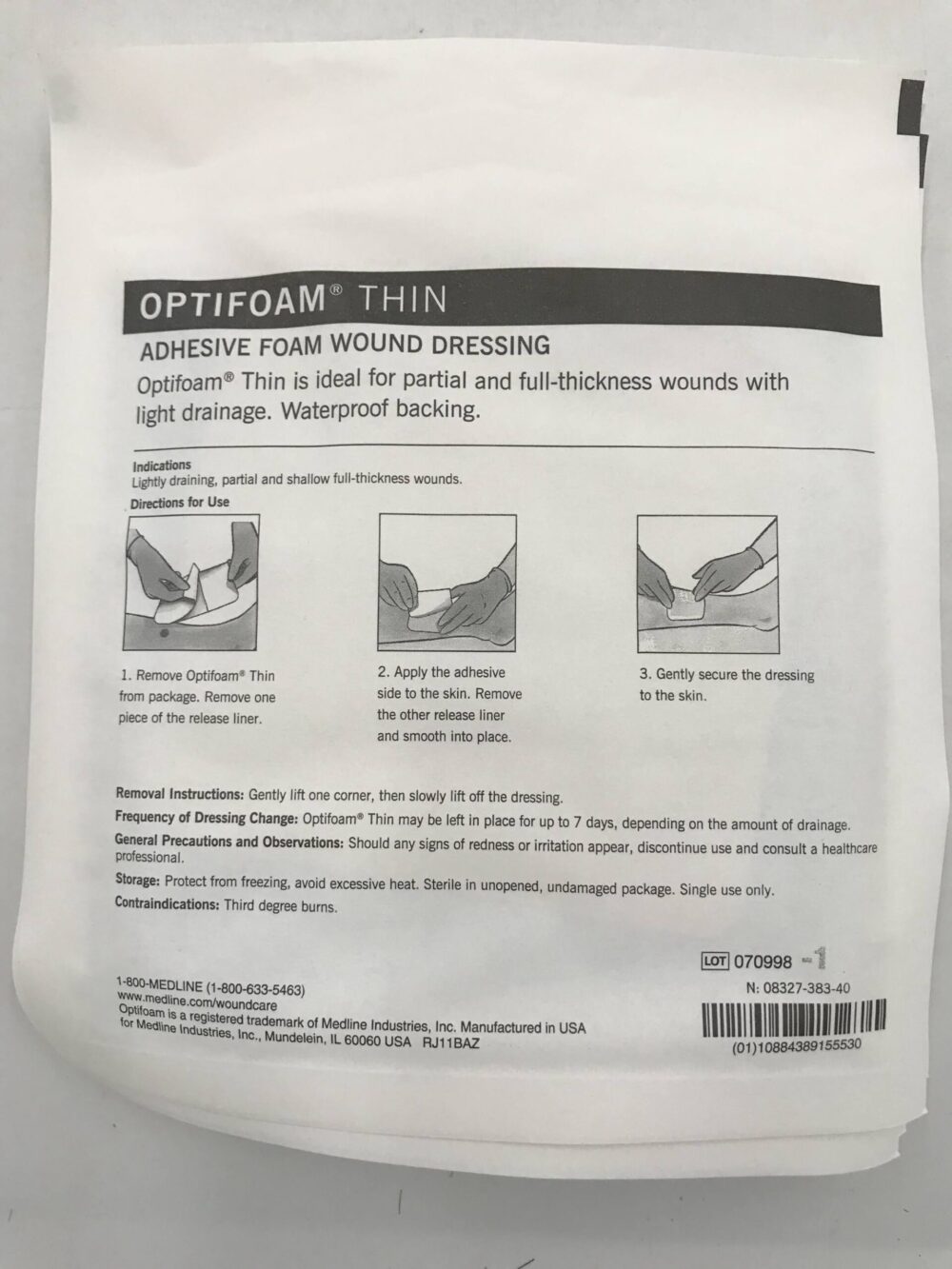 Medline MSC1544EP Optifoam Thin Adhesive Foam Wound Dressing 4in x 4in (10/Box) – GB TECH USA