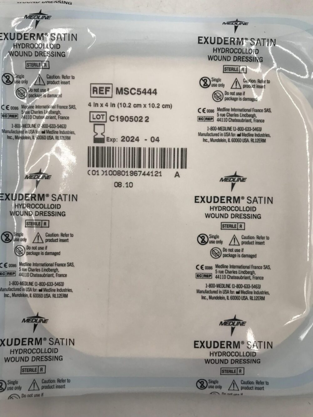 Medline MSC5444 Exuderm Satin Hydrocolloid Wound Dressing 4in x 4in (10 ...