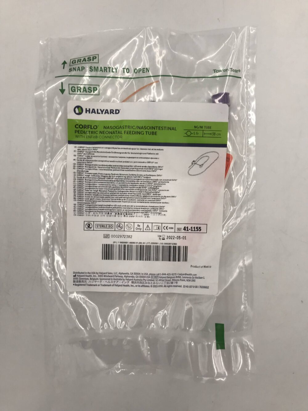 HALYARD 41-1155 Corflo Nasogastric/Nasointestinal Pediatric Neonatal ...