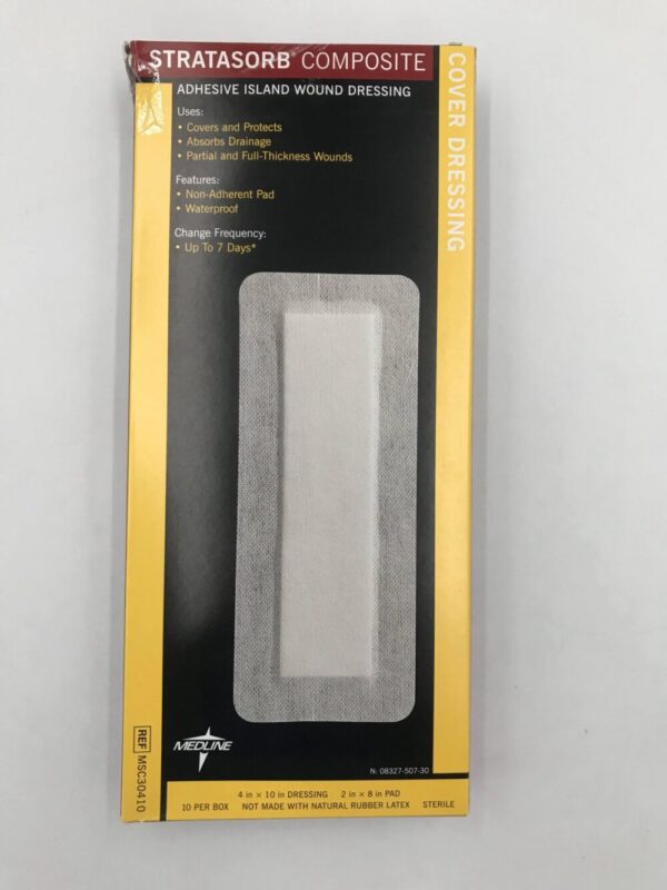 Medline MSC30410 Stratasorb Composite Adhesive Island Wound Dressing ...