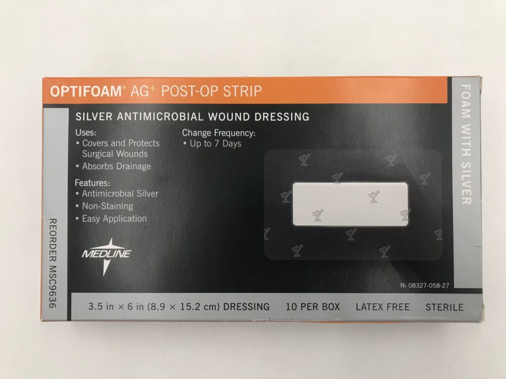 Medline MSC9636 Optifoam AG+ Post-Op Strip Silver Antimicrobial Wound ...