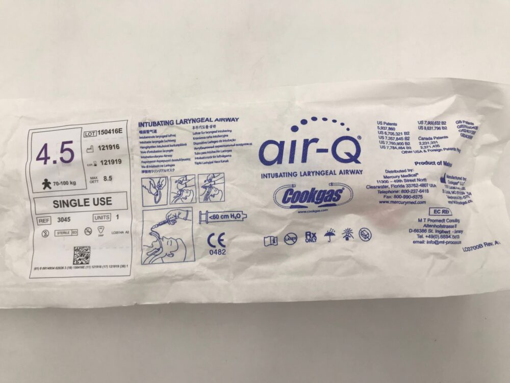 COOKGAS 3045 Air-Q Intubating Laryngeal Airway 4.5 70-100kg (X) – GB ...