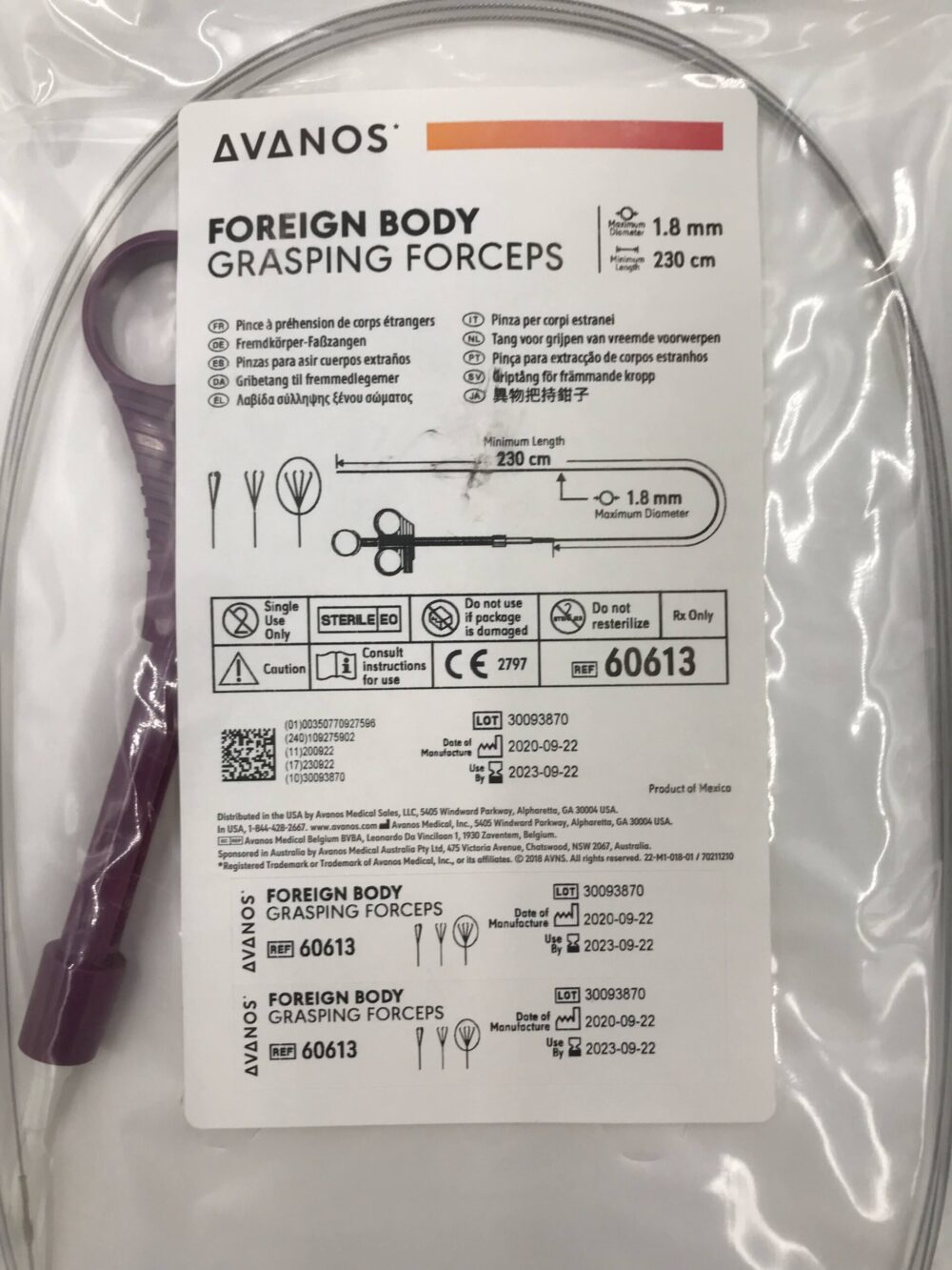 AVANOS 60613 Foreign Body Grasping Forceps 1.8mm x 230cm(X) - GB TECH USA