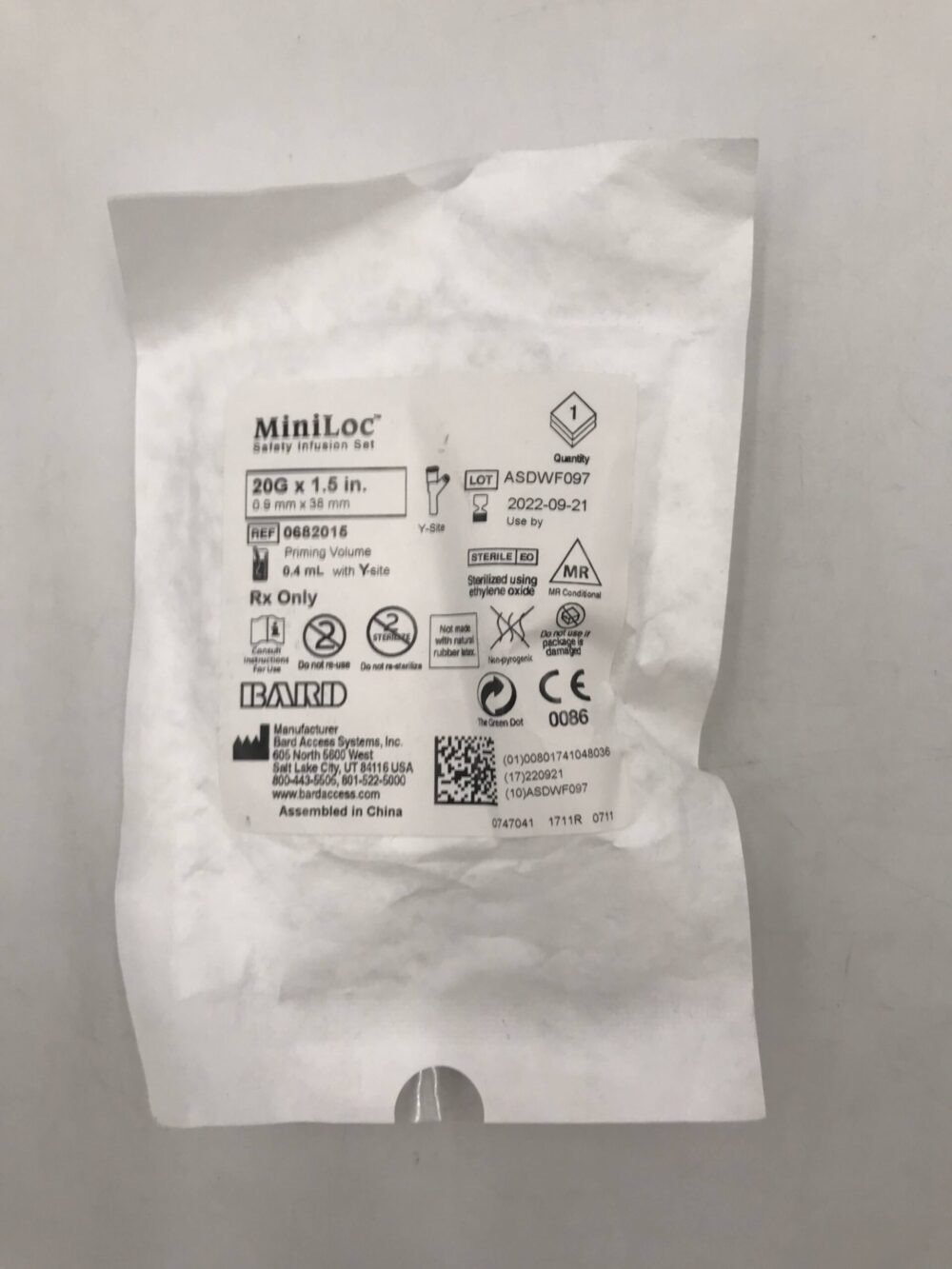 BARD 0682015 MiniLoc Safety Infusion Set 20G x 1.5in (X) – GB TECH USA