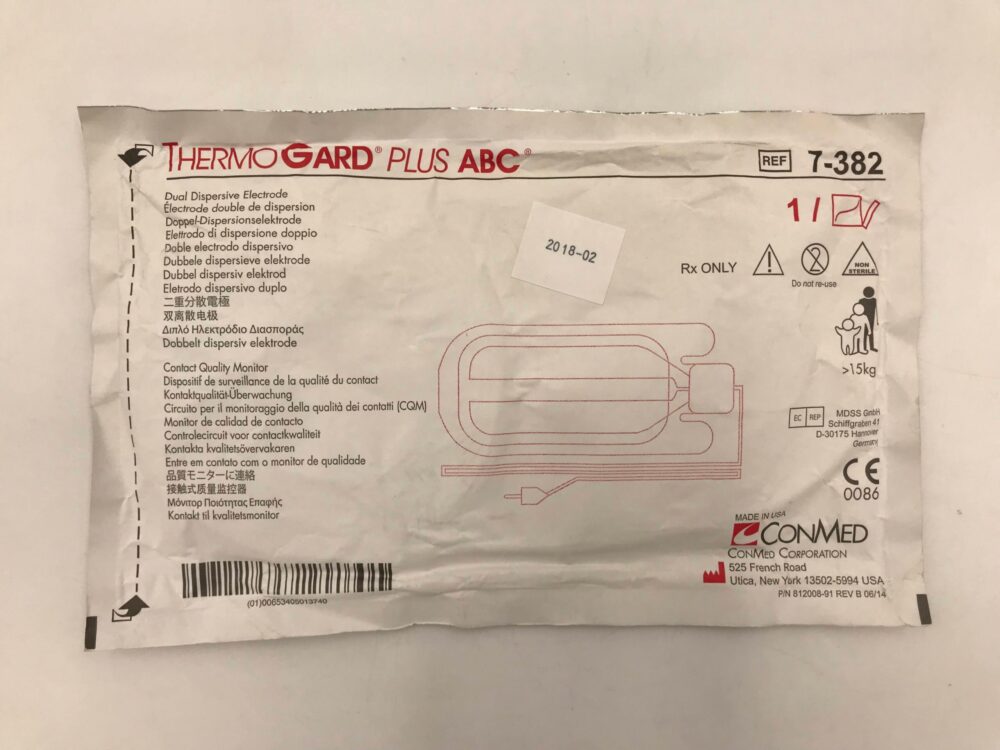 CONMED 7-382 ThermoGard Plus ABC Dual Dispersive Electrode (X) – GB ...