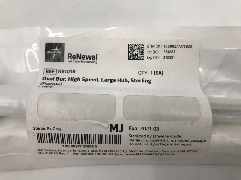ConMed H9101R Oval Bur High Speed Large Hub Sterling Purple 4.0mm ...