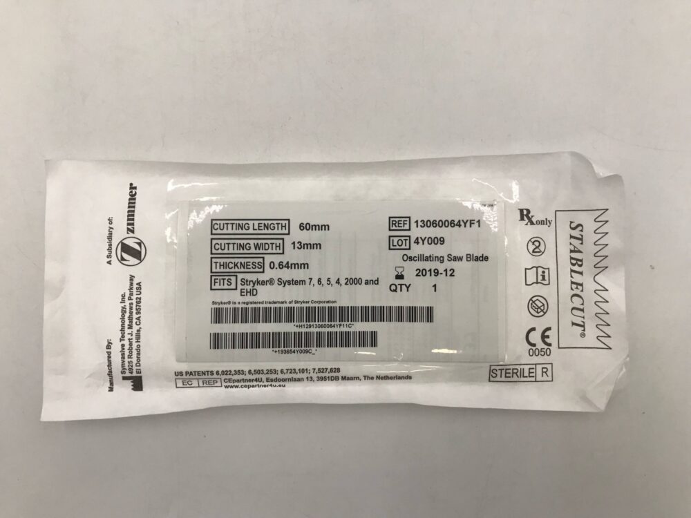 Zimmer 13060064YF1 Oscillating Saw Blade 60cm x 13mm x 0.64mm (X) - GB ...