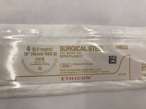 Ethicon M652 Surgical Steel 4 (6.0 metric)18" CCS Conventional Cutting ...