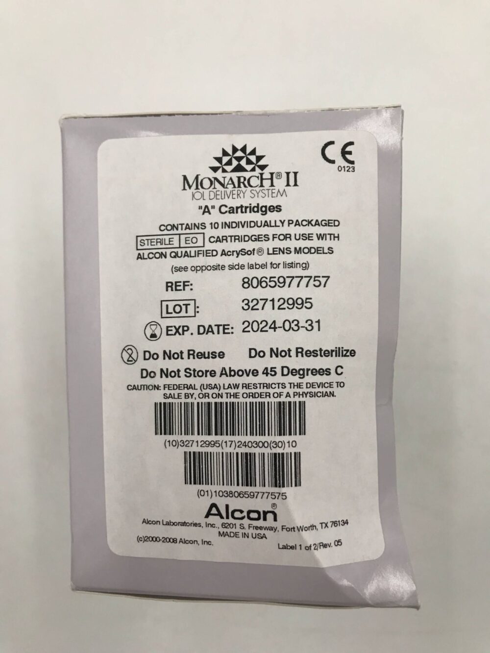 Alcon 8065977757 Monarch II IOL Delivery System “A” Cartridges (10/Box ...