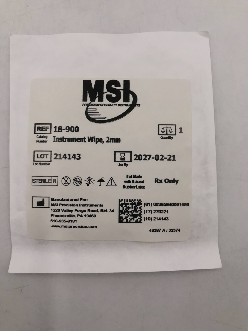MSI 18-900 Instrument Wipe 2mm (20/Box) – GB TECH USA