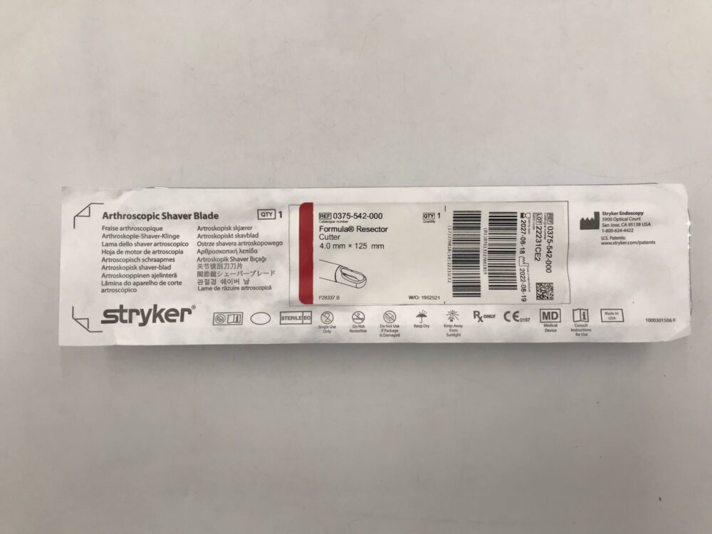 Stryker 0375-542-000 Formula Resector Cutter 4.0mm x 125mm (5/Box) – GB ...