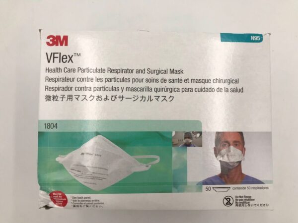3M 1804 VFlex Health Care Particulate Respirator & Surgical Mask N95 ...