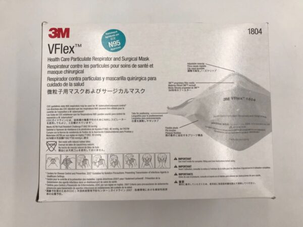 3M 1804 VFlex Health Care Particulate Respirator & Surgical Mask N95 ...