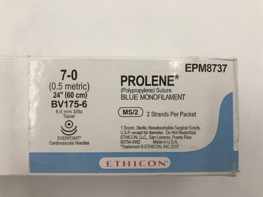 Ethicon EPM8737 Prolene Blue Monofilament Suture MS/2 7-0 24″ BV175-6 ...