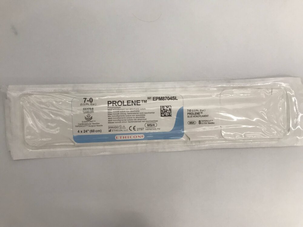Ethicon EPM8704SL Prolene Blue Monofilament Non-absorbable Suture 7-0 CC175-8 9.3mm Tapercut ...
