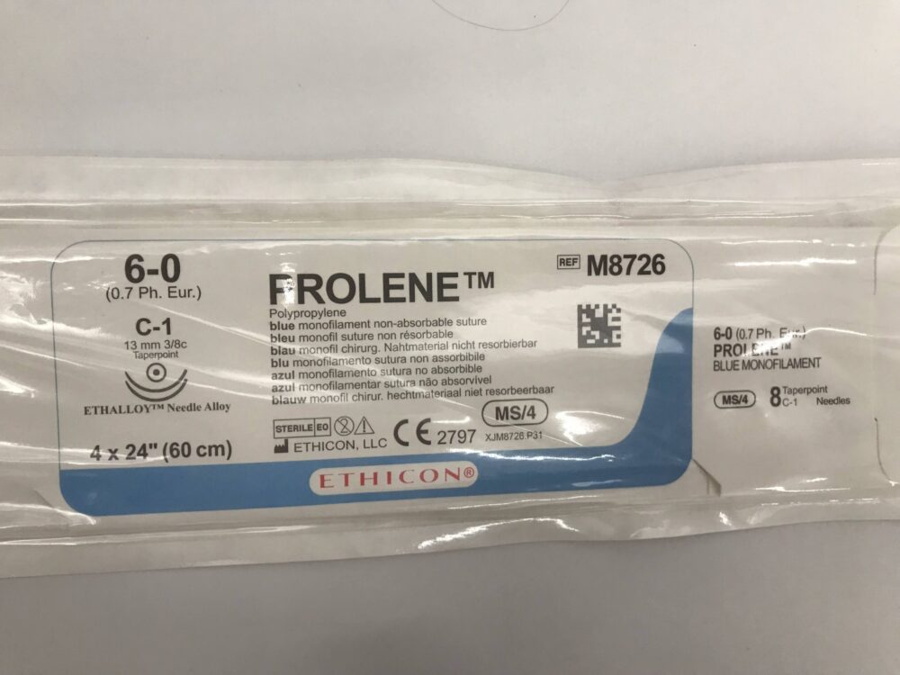 Ethicon M8726 Prolene Blue Monofilament Non-Absorbable Suture 6-0 C-1 13mm Taperpoint MS/4 - GB ...