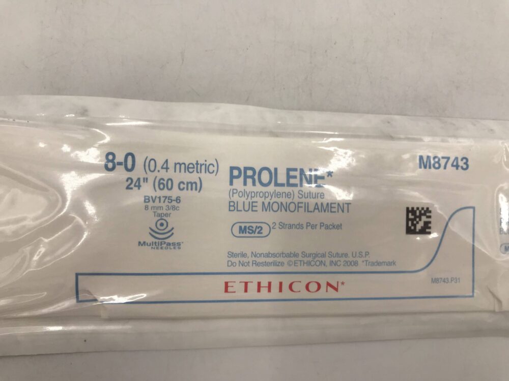 Ethicon M8743 Prolene Blue Monofilament Suture 8-0 24" BV175-6 8mm Taper - GB TECH USA