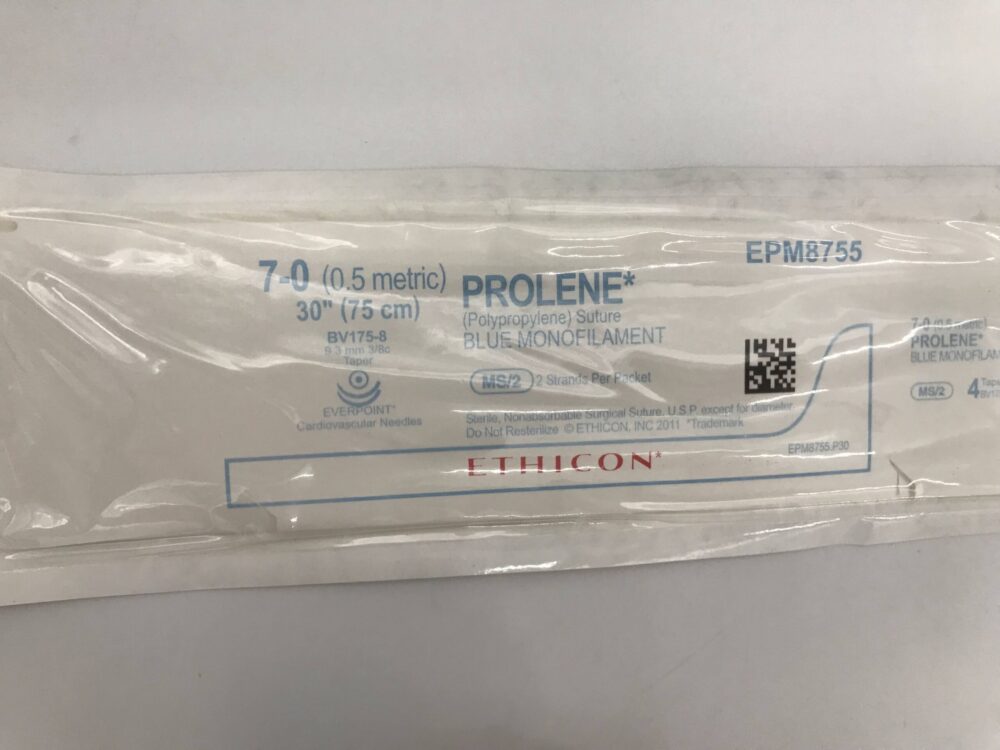 Ethicon EPM8755 Prolene Blue Monofilament Suture 7-0 30" BV175-8 9.3mm Taper MS/2 - GB TECH USA