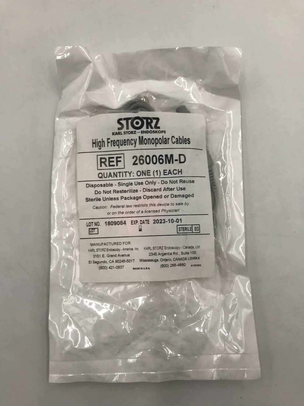 Storz 26006M-D High Frequency Monopolar Cables – GB TECH USA