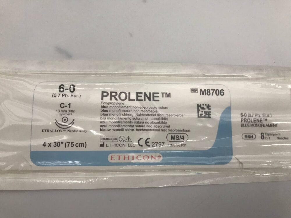 Ethicon M8706 Prolene Blue Monofilament Non-Absorbable Suture 6-0 C-1 13mm Taperpoint MS/4 - GB ...