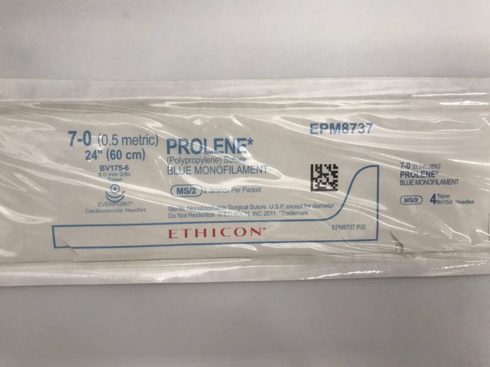 Ethicon EPM8737 Prolene Blue Monofilament Suture MS/2 7-0 24" BV175-6 Taper - GB TECH USA