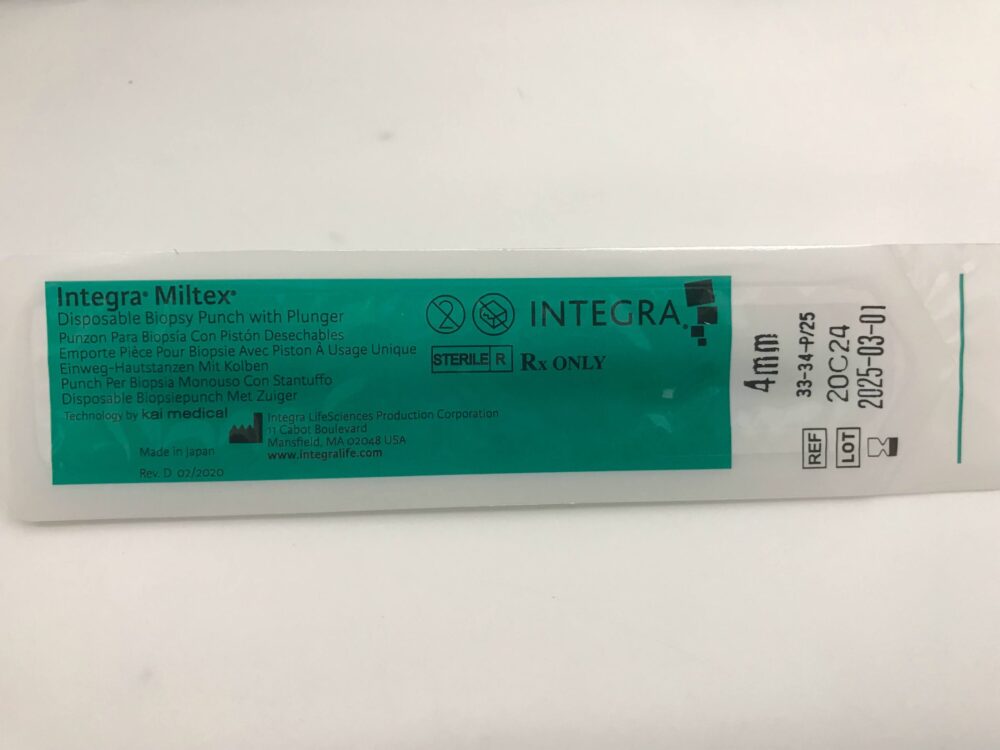 Integra 33-34-P/25 Miltex Disposable Biopsy Punch with Plunger 4mm (25 ...