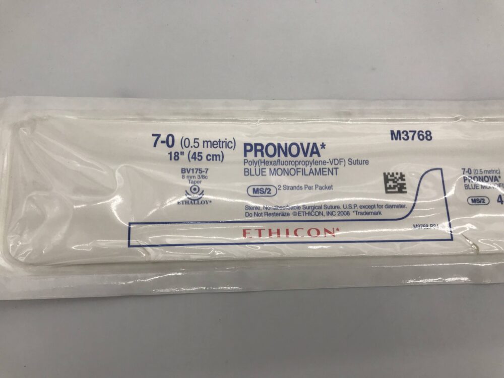 Ethicon M3768 Pronova Blue Monofilament Suture 7-0 18" BV175-7 8mm ...