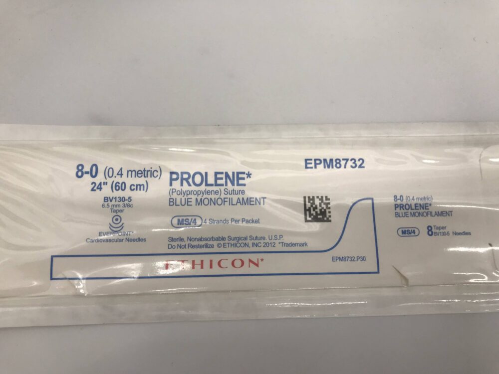 Ethicon EPM8732 Prolene Blue Monofilament Suture 8-0 24" BV130-5 6.5mm Taper MS/4 (X) - GB TECH USA