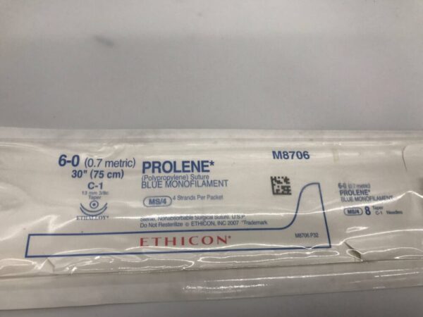 Ethicon M8706 Prolene Blue Monofilament Suture 6-0 30" C-1 13mm Taper MS/4 (X) - GB TECH USA