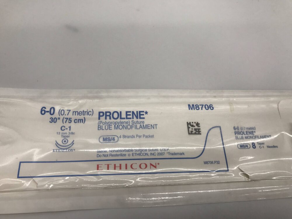 Ethicon M8706 Prolene Blue Monofilament Suture 6-0 30" C-1 13mm Taper MS/4 (X) - GB TECH USA