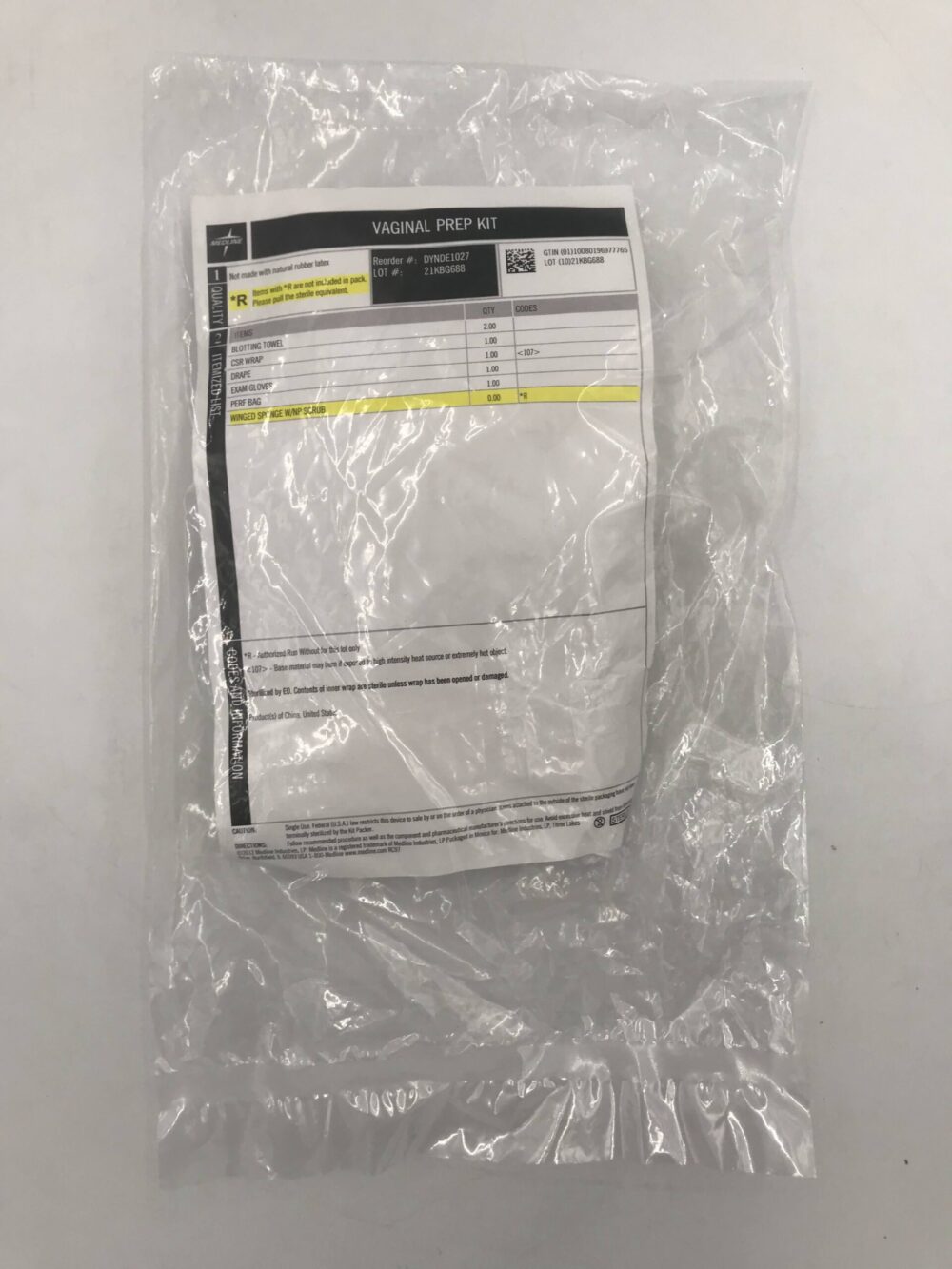 MEDLINE DYNDE1027 Vaginal Prep Kit w/o Sponge - GB TECH USA