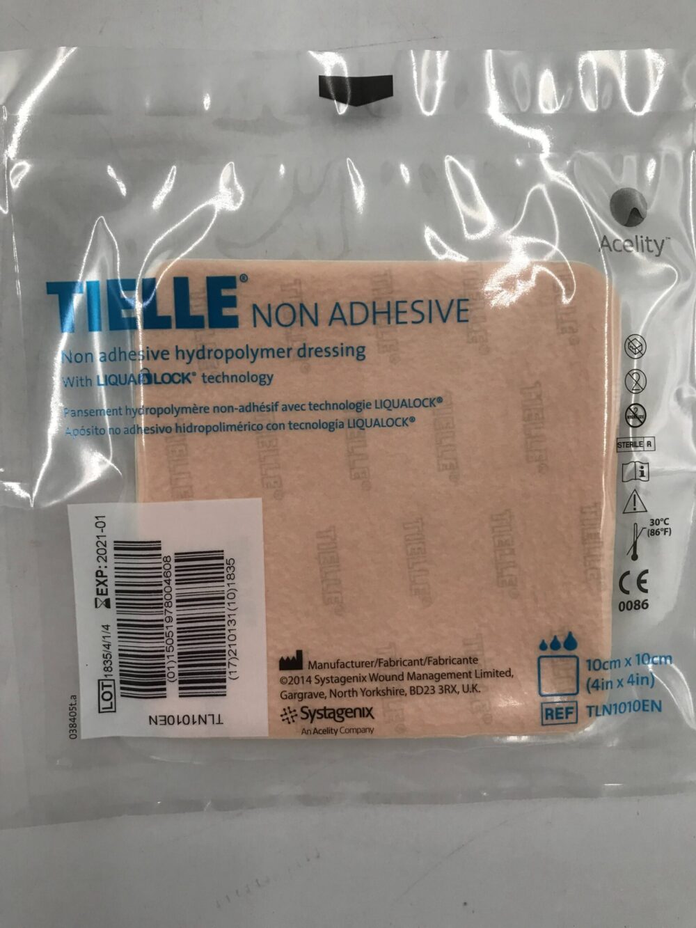 Systagenix TLN1010EN Tielle Non Adhesive Hydropolymer Dressing with ...