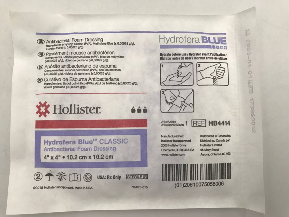 Hollister HB4414 Hydrofera Blue Classic Antibacterial Foam Dressing 4 ...