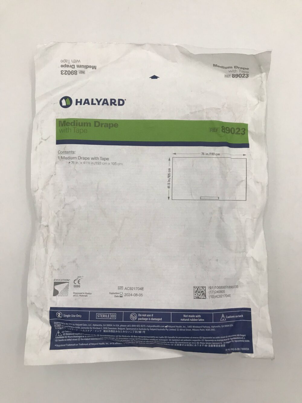 HALYARD 89023 Medium Drape with Tape 76in/193cm x 41.5in/105cm - GB TECH USA