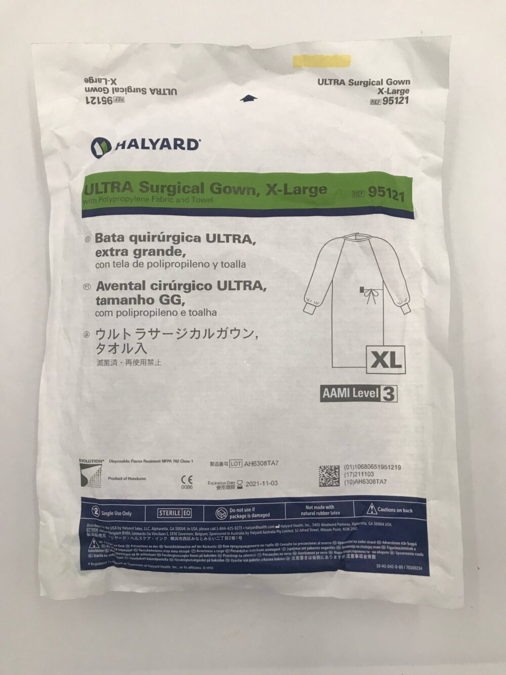 HALYARD 95121 Ultra Surgical Gown X-L w/Polypropylene Fabric & Towel ...