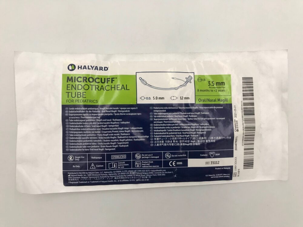 HALYARD 35112 Microcuff Endotracheal Tube for Pediatrics 3.5mm, 8months ...