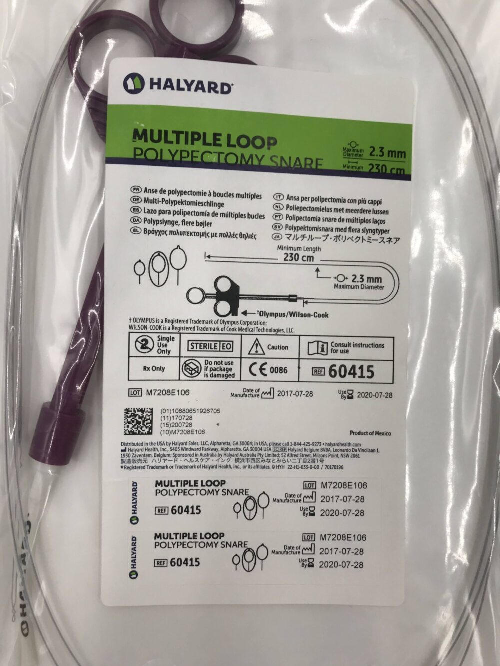 HALYARD 60415 Multiple Loop Polypectomy Snare 2.3mm x 230cm (X) – GB ...