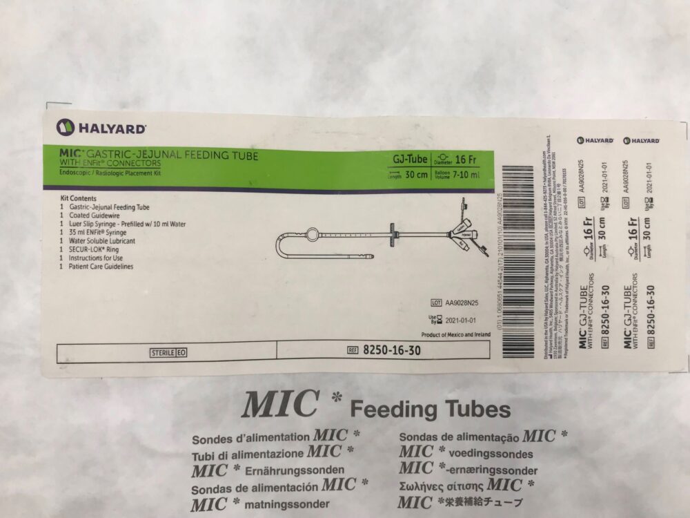 HALYARD 8250-16-30 MIC Gastric Jejunal Feeding Tube w/ Enfit Connectors ...