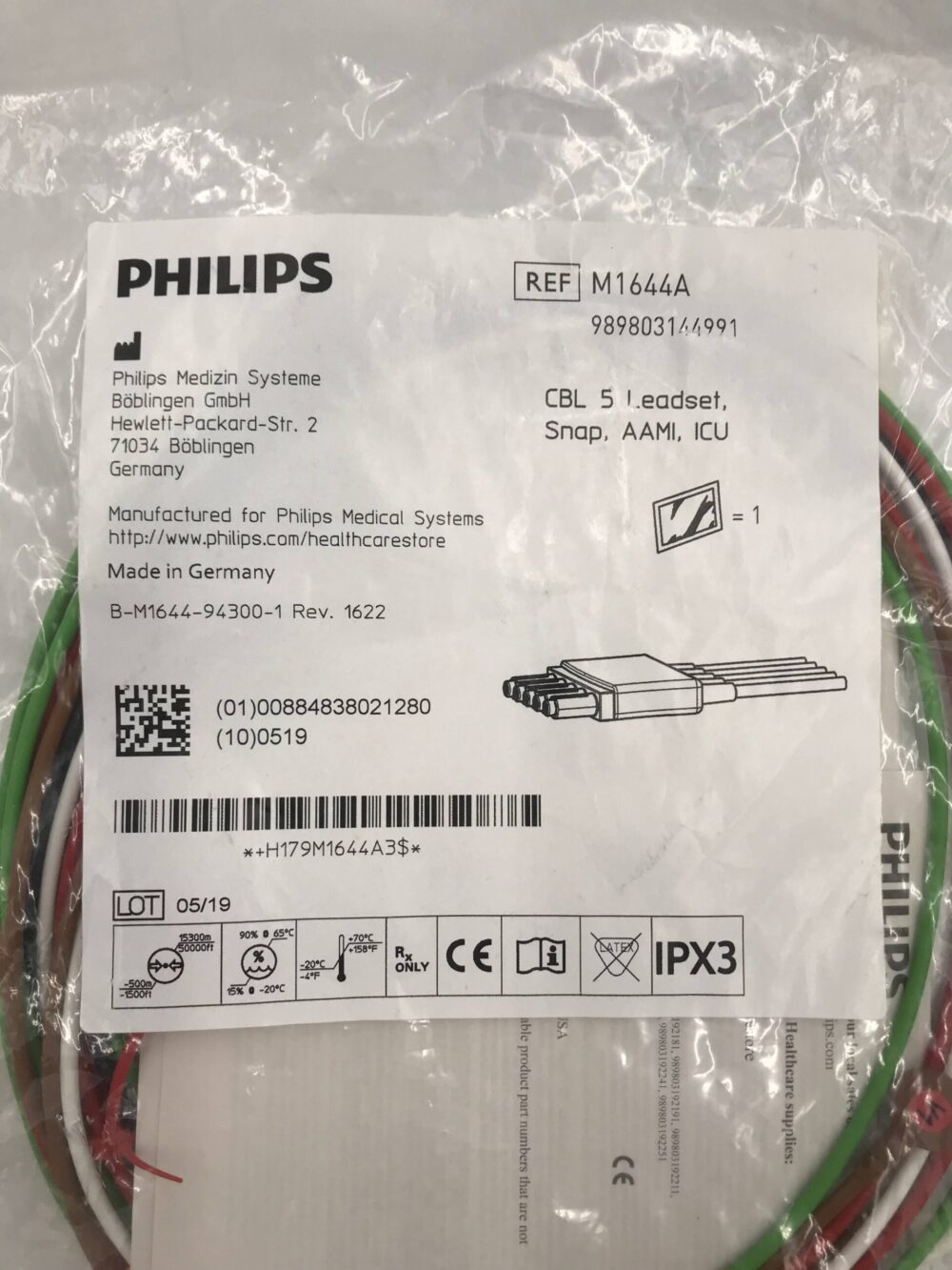 PHILIPS M1644A CBL 5 Leadset Namp AAMI, ICU – GB TECH USA