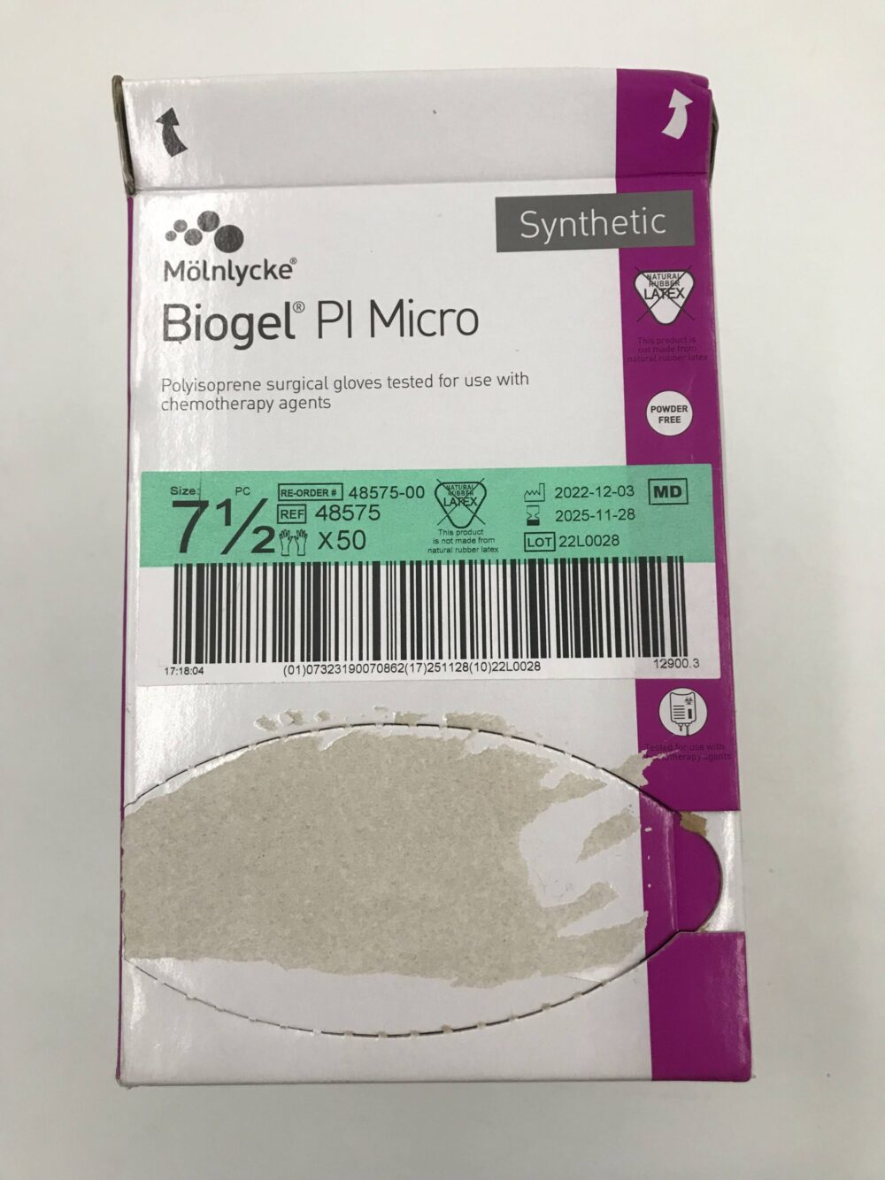 MOLNLYCKE HEALTH 48575 Biogel PI Micro Polyisoprene Surgical Gloves Size 7.5 (50Pair/Box) – GB ...