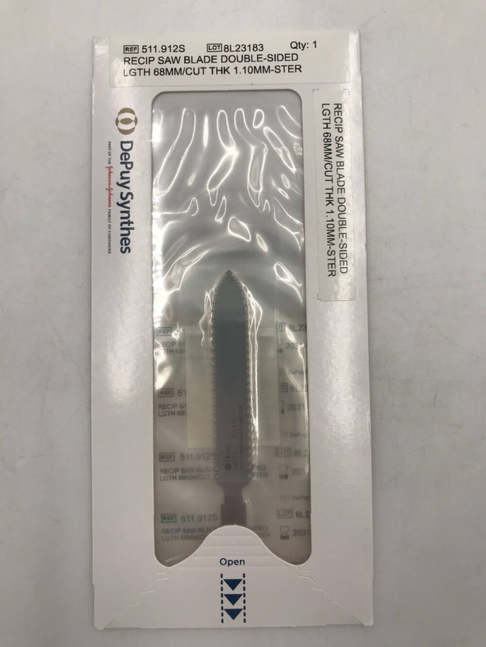 Synthes 511.912S Recip Saw Blade Double-Sided Lgth 68mm/Cut Thk 1.10mm ...