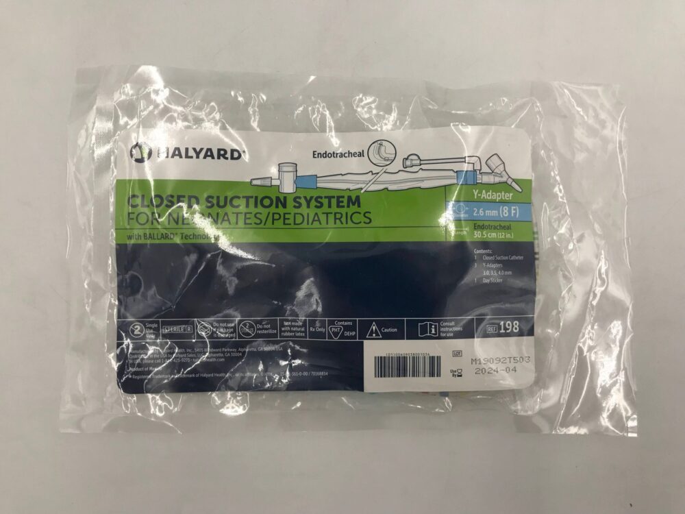 HALYARD 198 Closed Suction System for Neonates/Pediatrics Y-Adapter ...