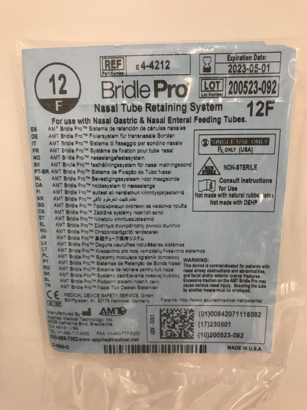 Applied Medical E4-4212 Bridle Pro Nasal Tube Retaining System 12F (X ...
