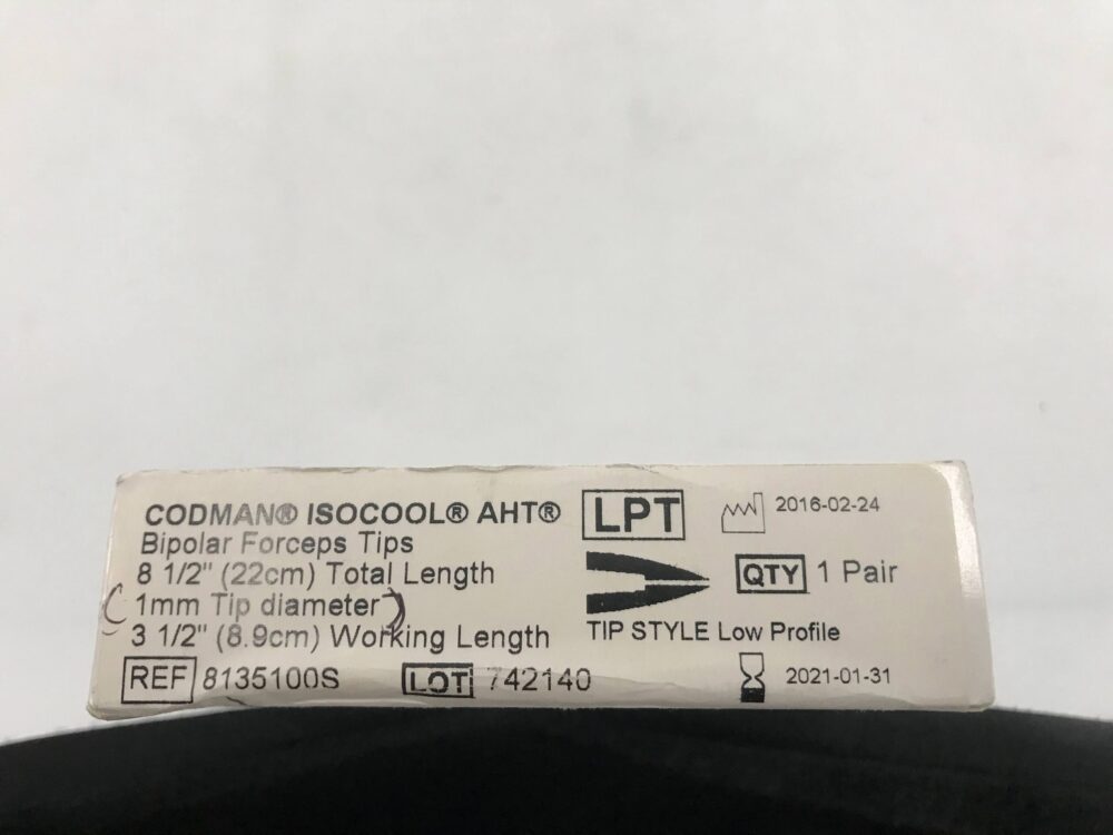 Codman 8135100S Isocool AHT Bipolar Forceps Tips 8 1/2", 1mm Tip ...