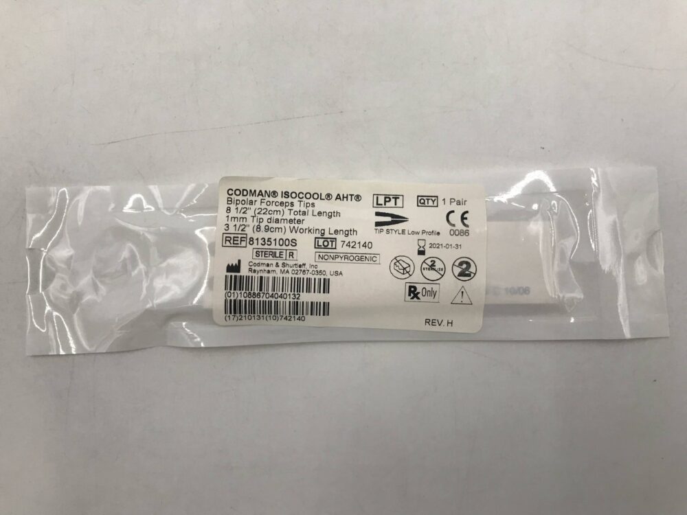 Codman 8135100S Isocool AHT Bipolar Forceps Tips 8 1/2", 1mm Tip ...